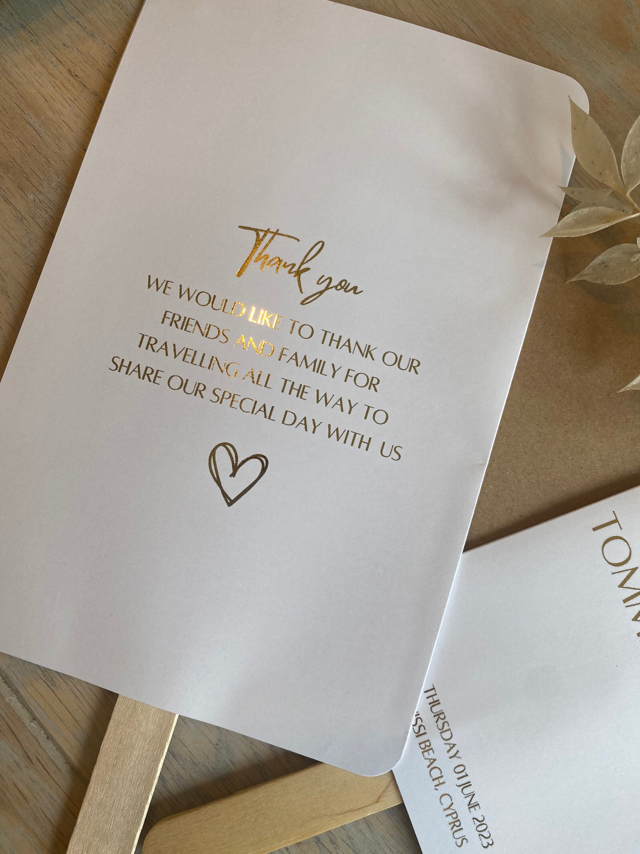 FOIL WEDDING FANS Order of the Day Fans Wedding Cards - Etsy UK