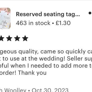 Reserved Seating Tags, Real Foil, Wedding Tags, Seating Plan, Ribbon ...