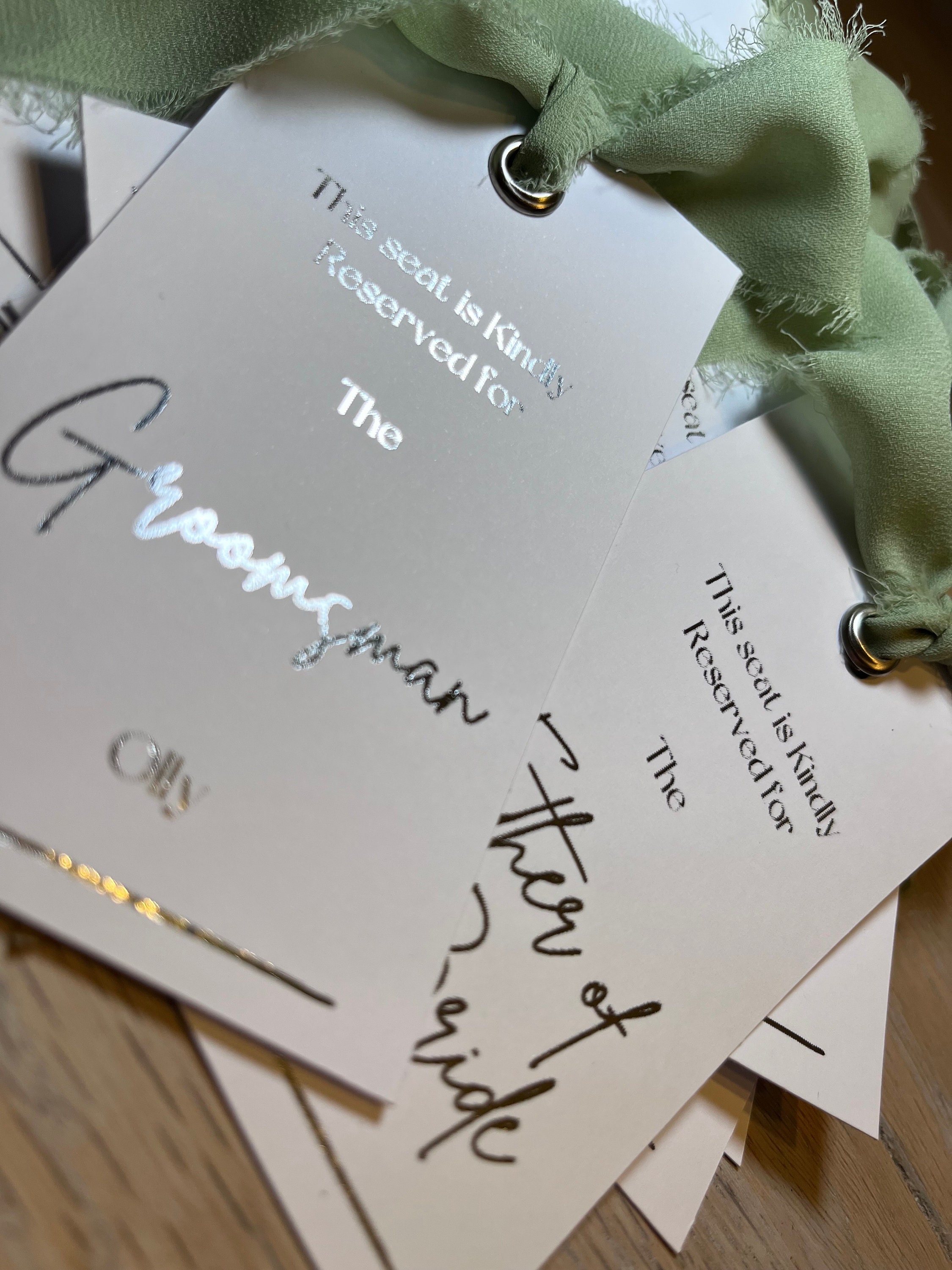 Reserved Seating Tags Real Foil Wedding Tags Seating Plan - Etsy UK