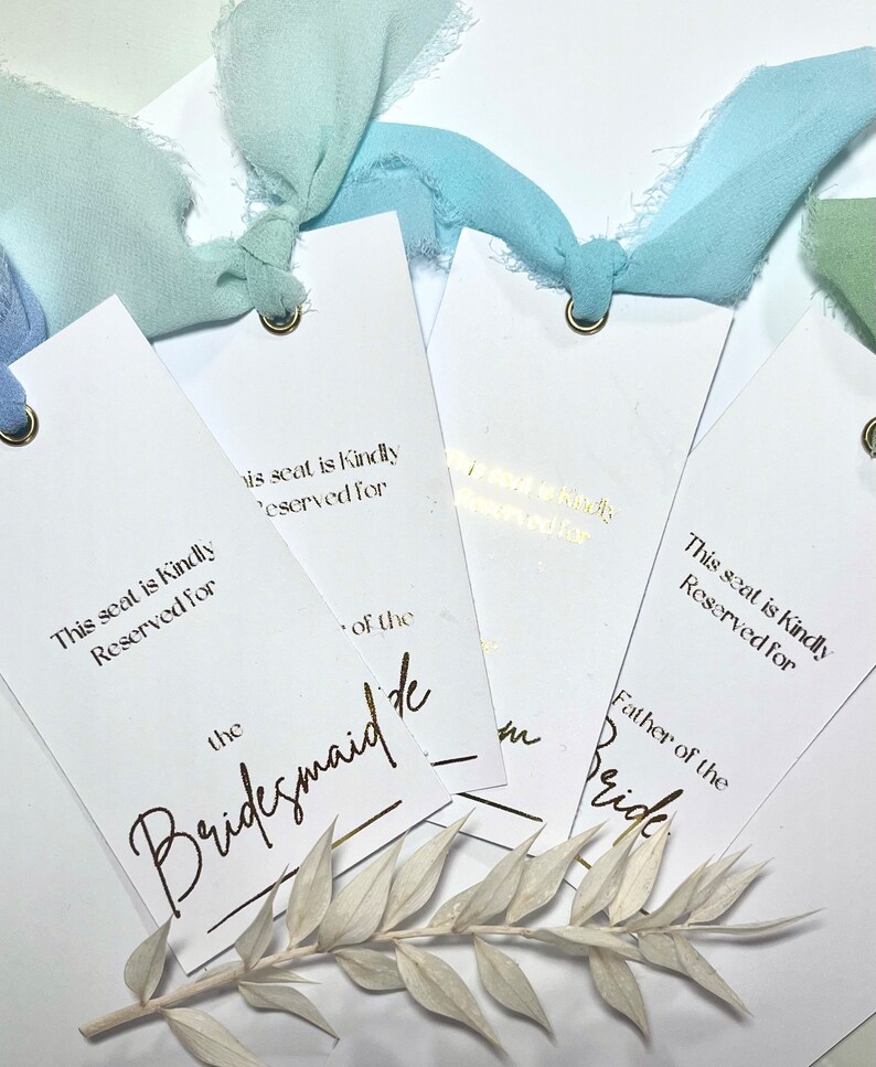 Reserved Seating Tags Real Foil Wedding Tags Seating Plan - Etsy UK