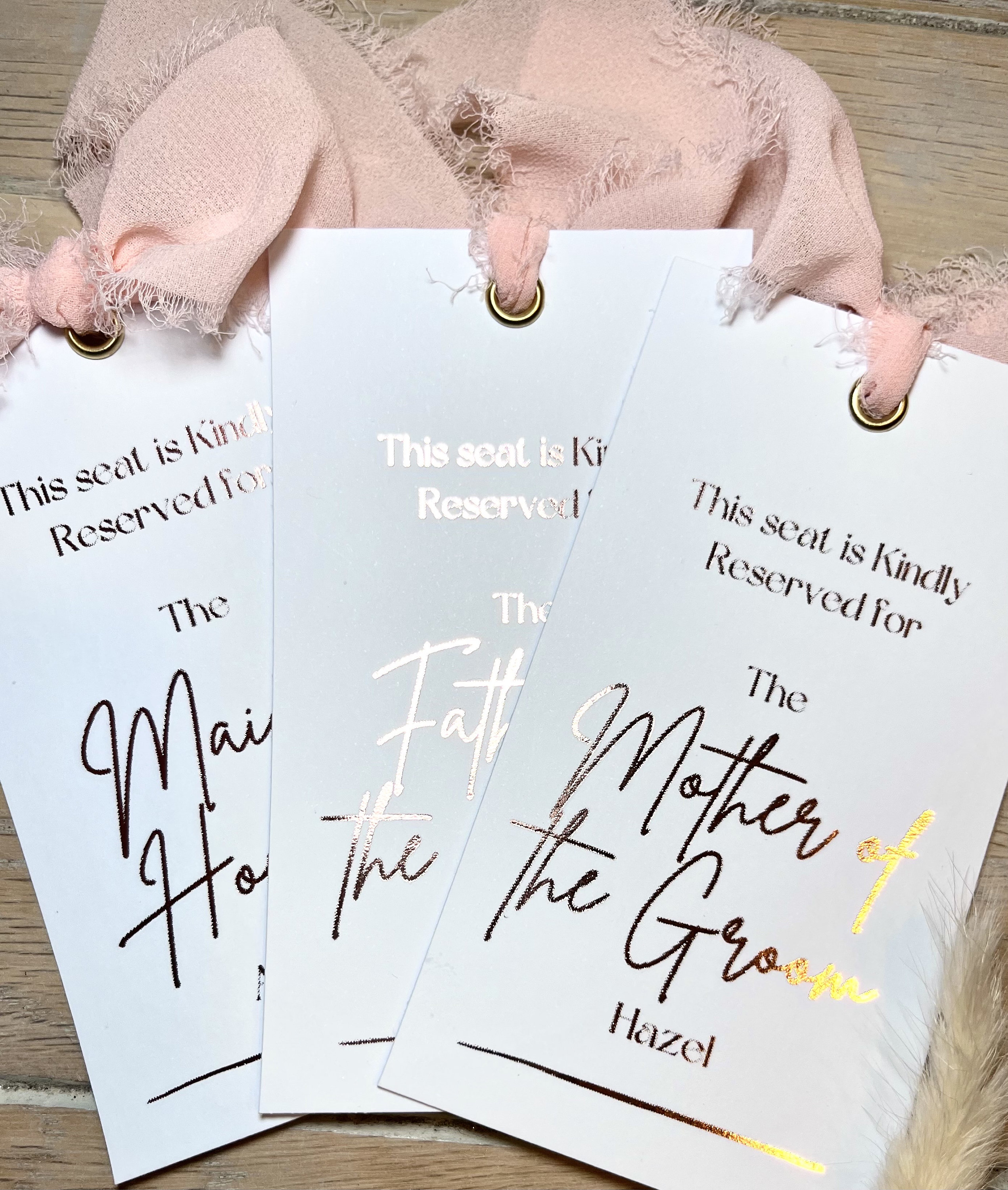 Reserved Seating Tags Real Foil Wedding Tags Seating Plan - Etsy UK