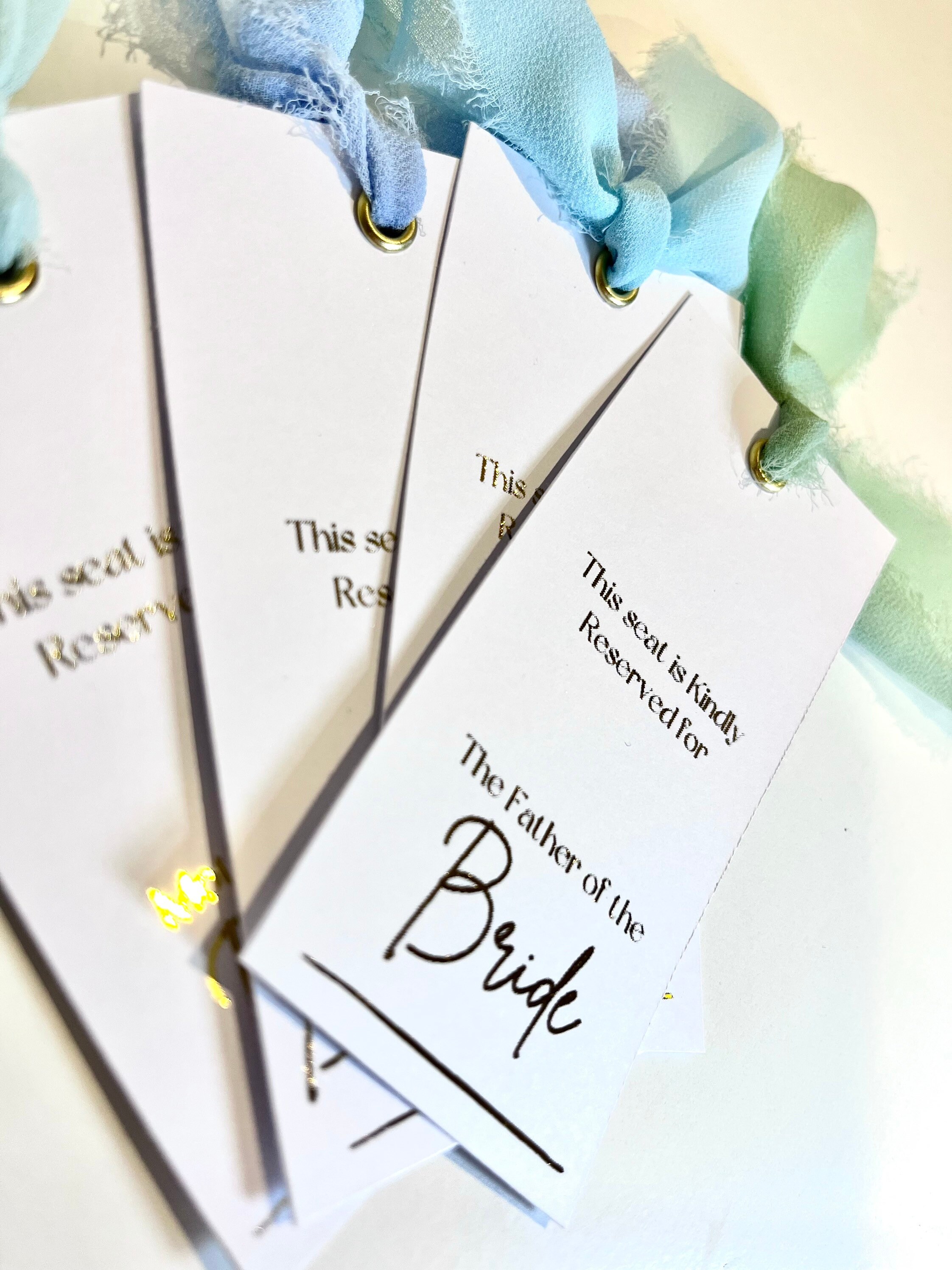 Reserved Seating Tags Real Foil Wedding Tags Seating Plan - Etsy UK