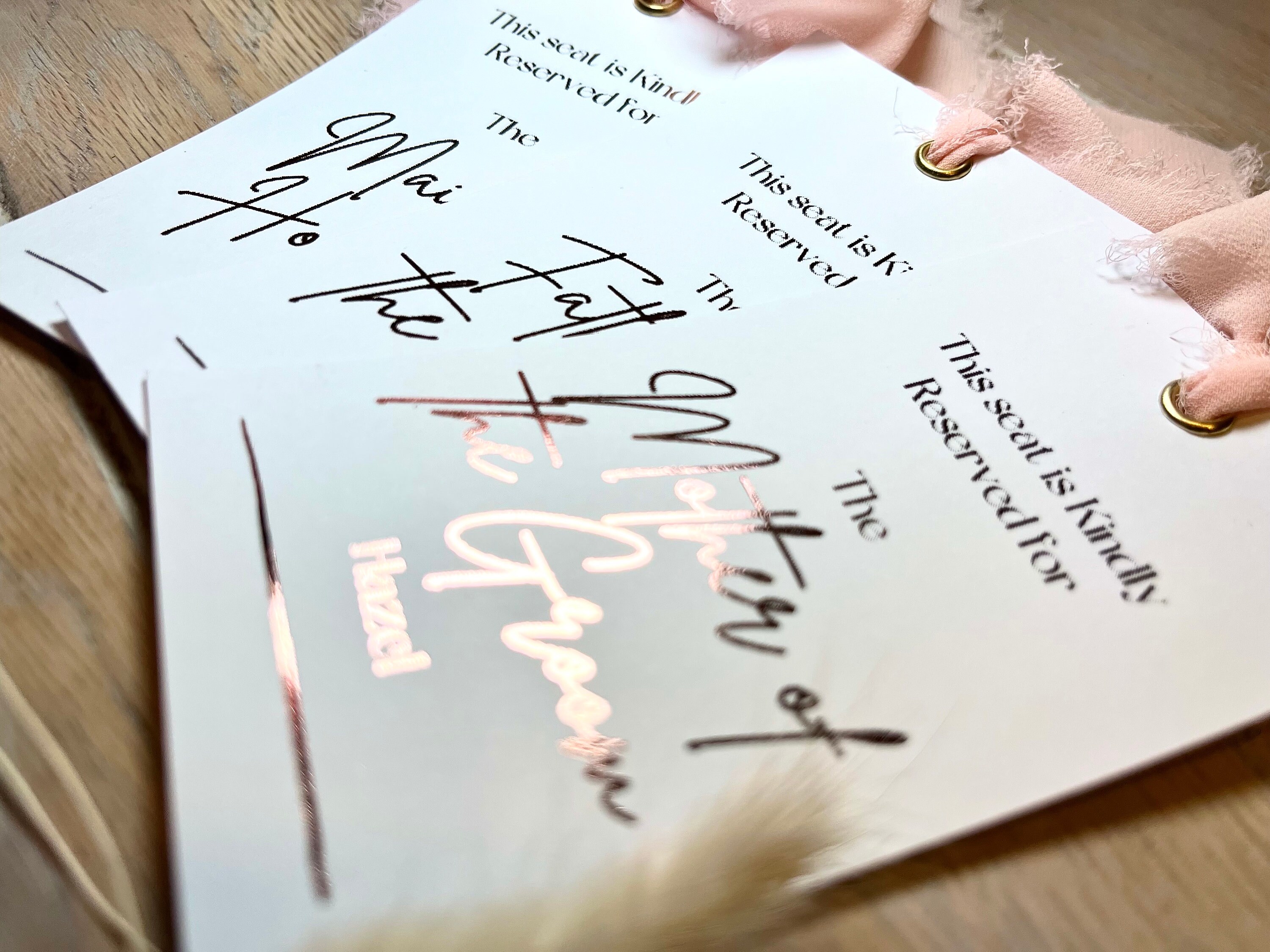 Reserved Seating Tags Real Foil Wedding Tags Seating Plan - Etsy UK