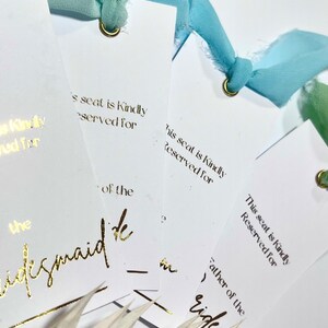 Reserved Seating Tags, Real Foil, Wedding Tags, Seating Plan, Ribbon ...