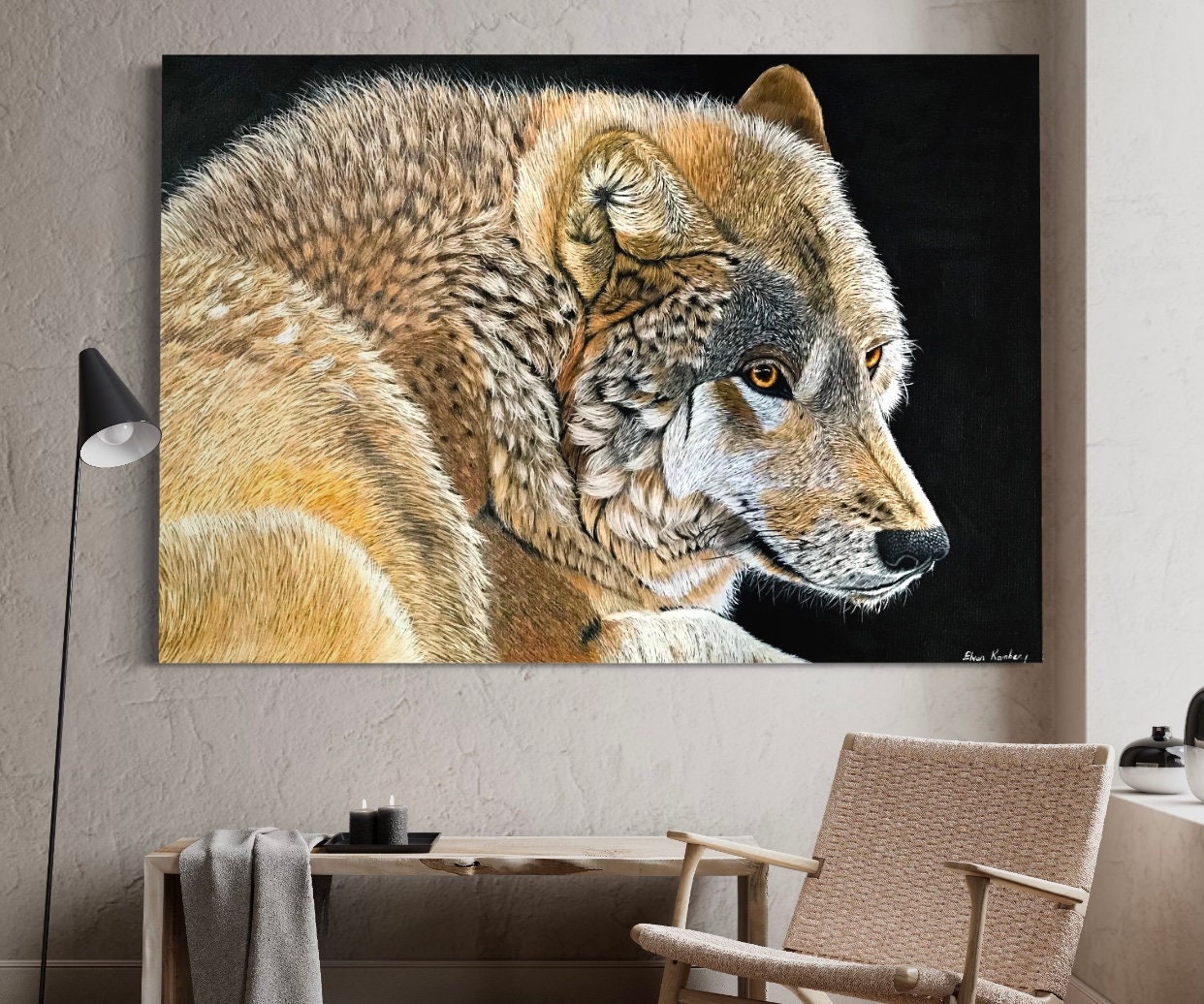 Oil Painting Original Wolf Art on Canvas - Etsy