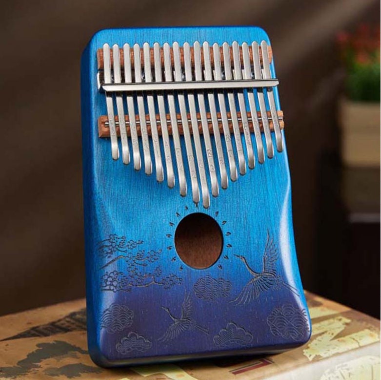 Kalimba 17 Keys Thumb Piano Set With Crane Pattern Musical Instrument ...