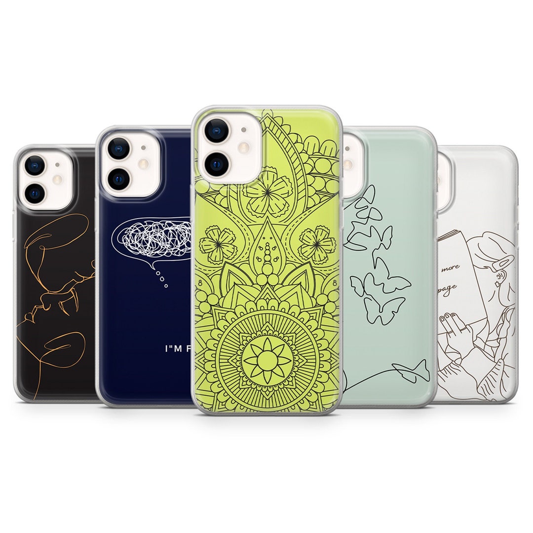 One Line Art Phone Case Aesthetic Cover Fit for iPhone 14 Pro, 13, 12 ...