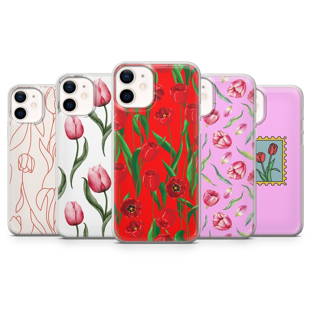 Tulip Phone Case Floral Cover Fit for iPhone 14 Pro, 13, 12, 11, XR, 8 ...