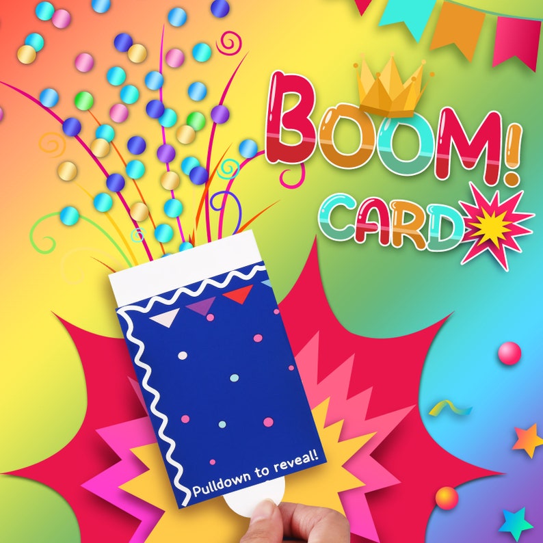 Birthday Card, "boom" Exploding Confetti Birthday Card, Musical ...