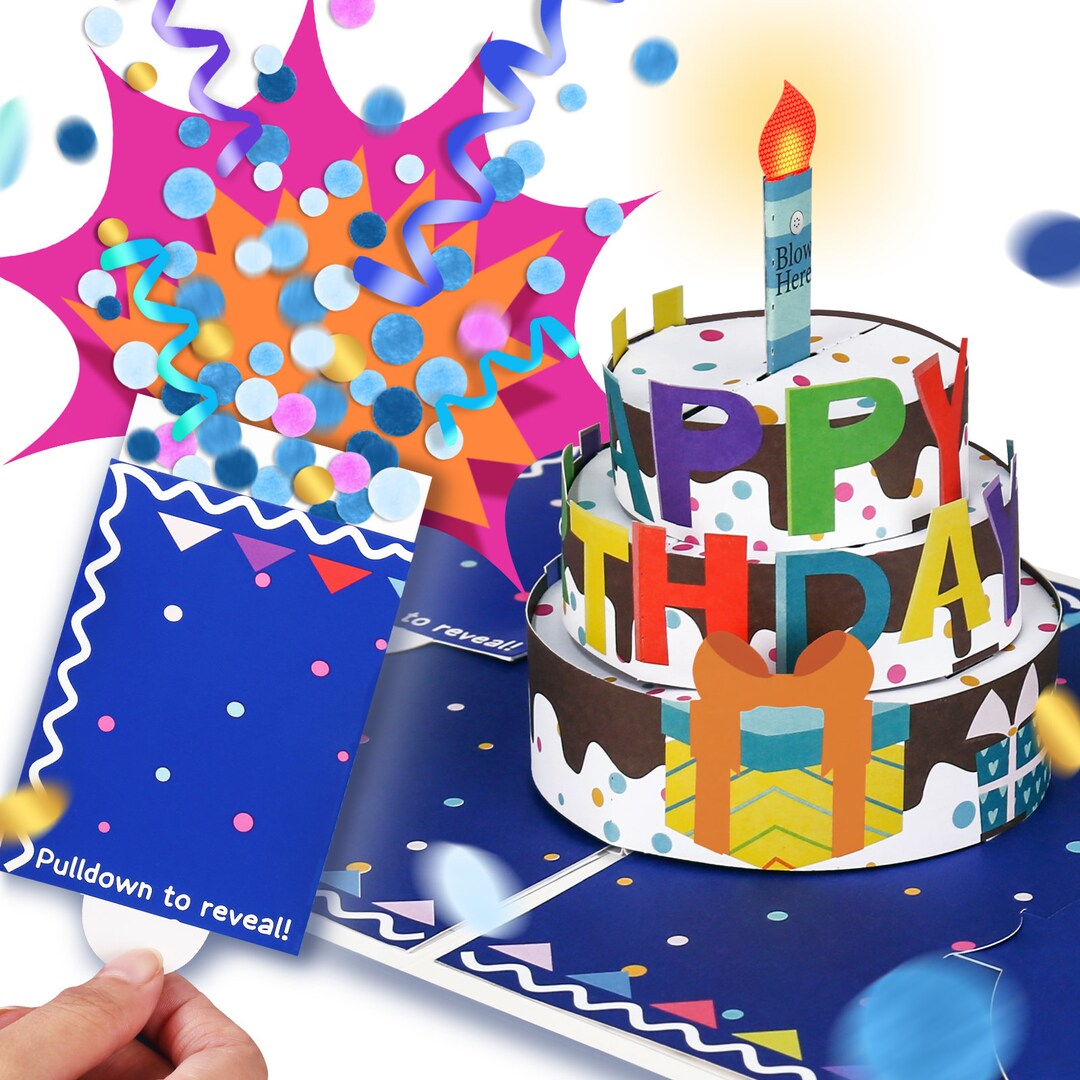 Birthday Card, "boom" Exploding Confetti Birthday Card, Musical ...