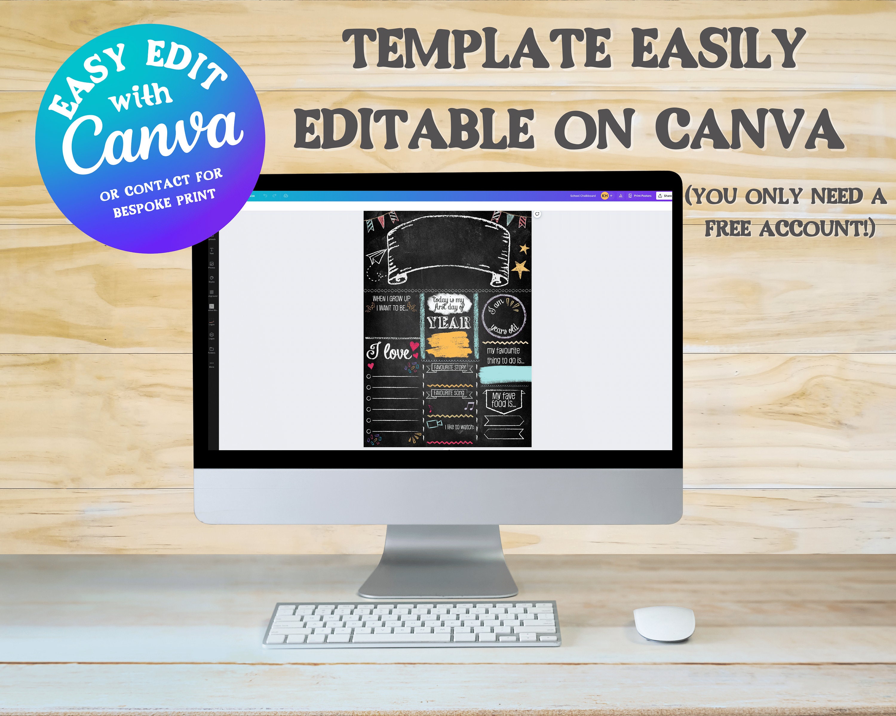 First Day of School Chalkboard Template editable - Etsy