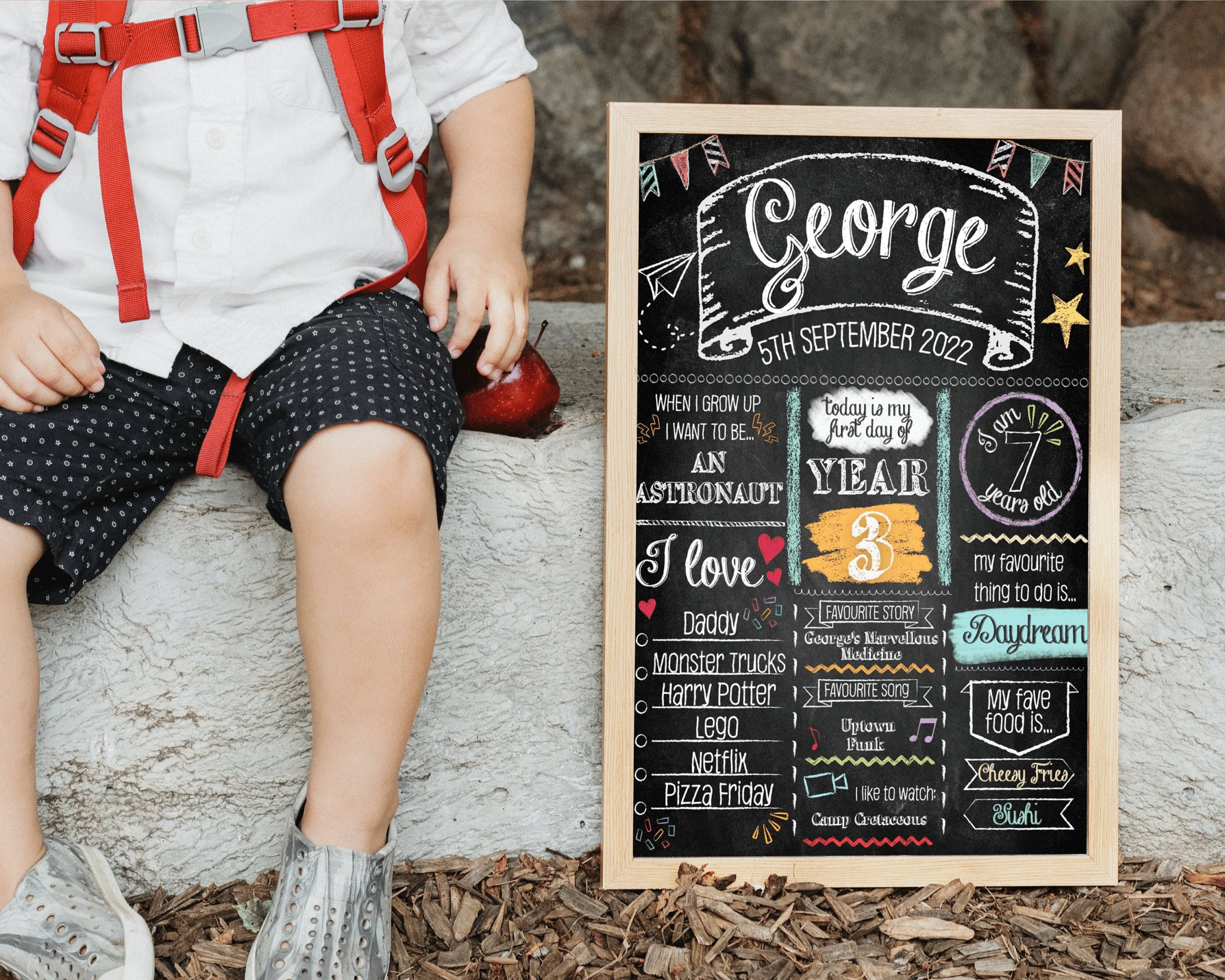 First Day of School Chalkboard Template (editable) - Etsy