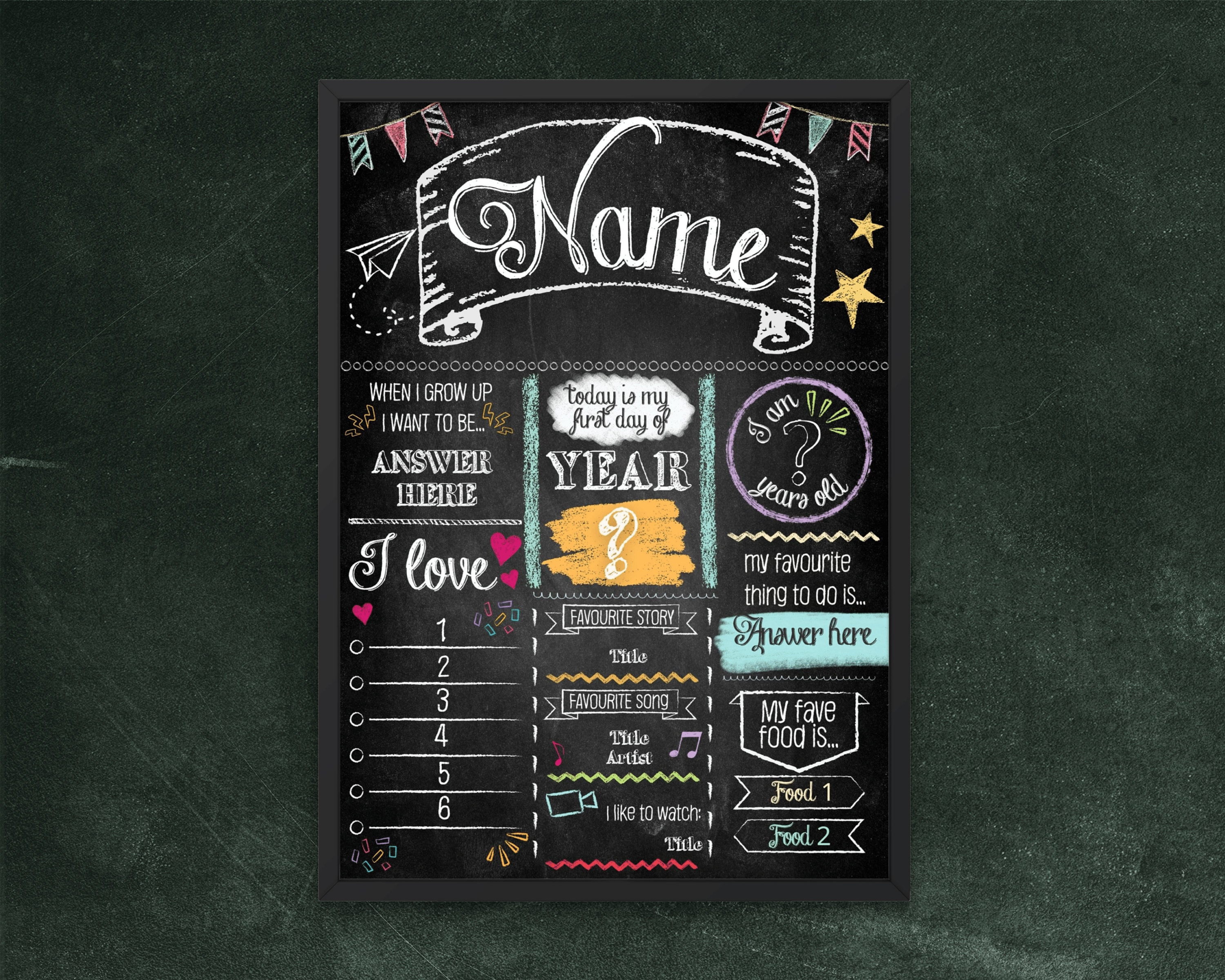 First Day of School Chalkboard Template editable - Etsy