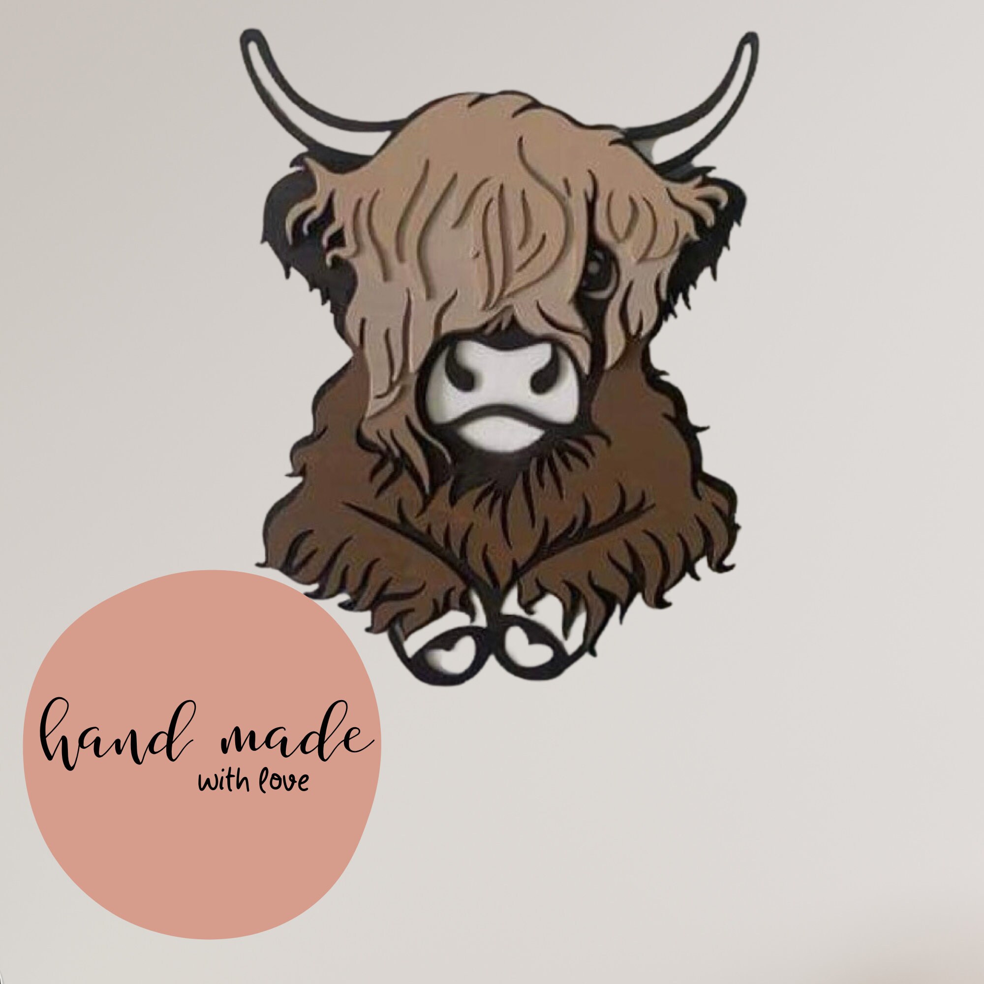 Wooden Layered Highland Cow Wall Decor Nursery Childrens - Etsy