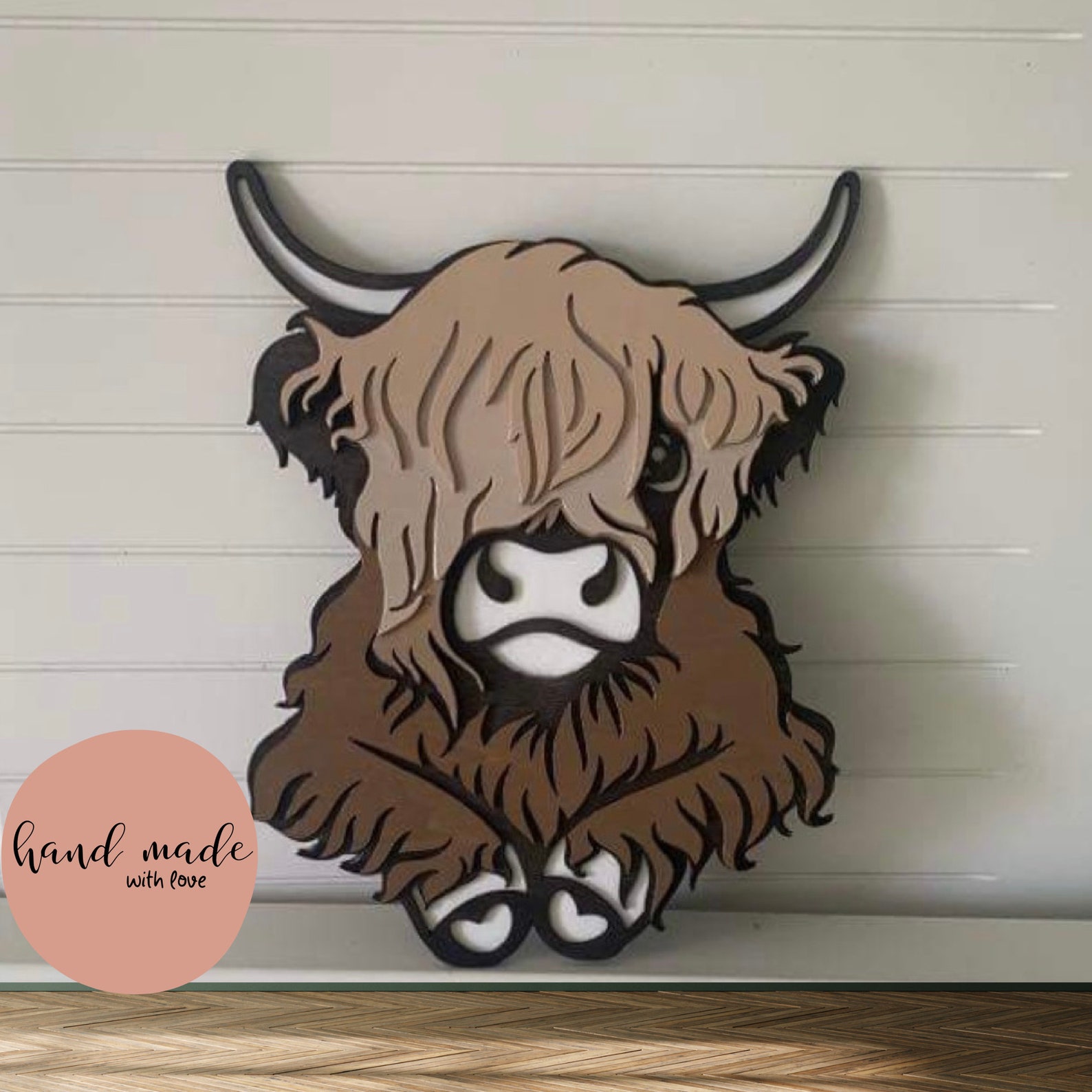 Wooden Layered Highland Cow Wall Decor Nursery Childrens - Etsy