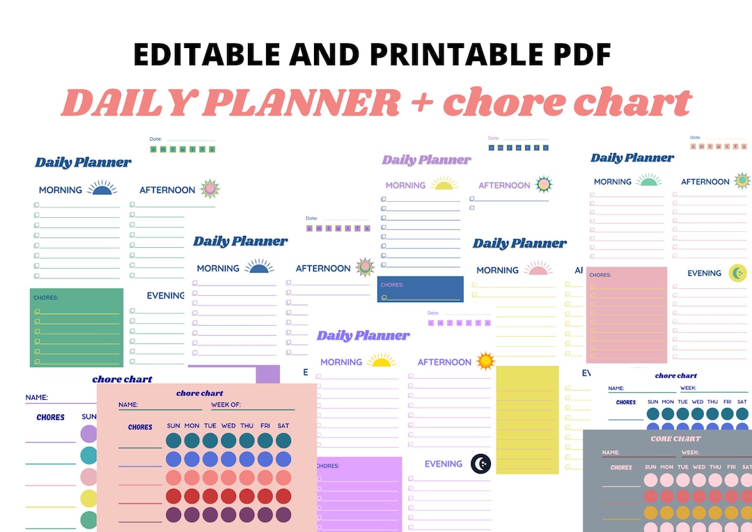 Editable Daily Checklist Planner Printable Daily Routine ...
