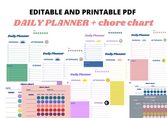 Editable Daily Checklist Planner Printable Daily Routine - Etsy
