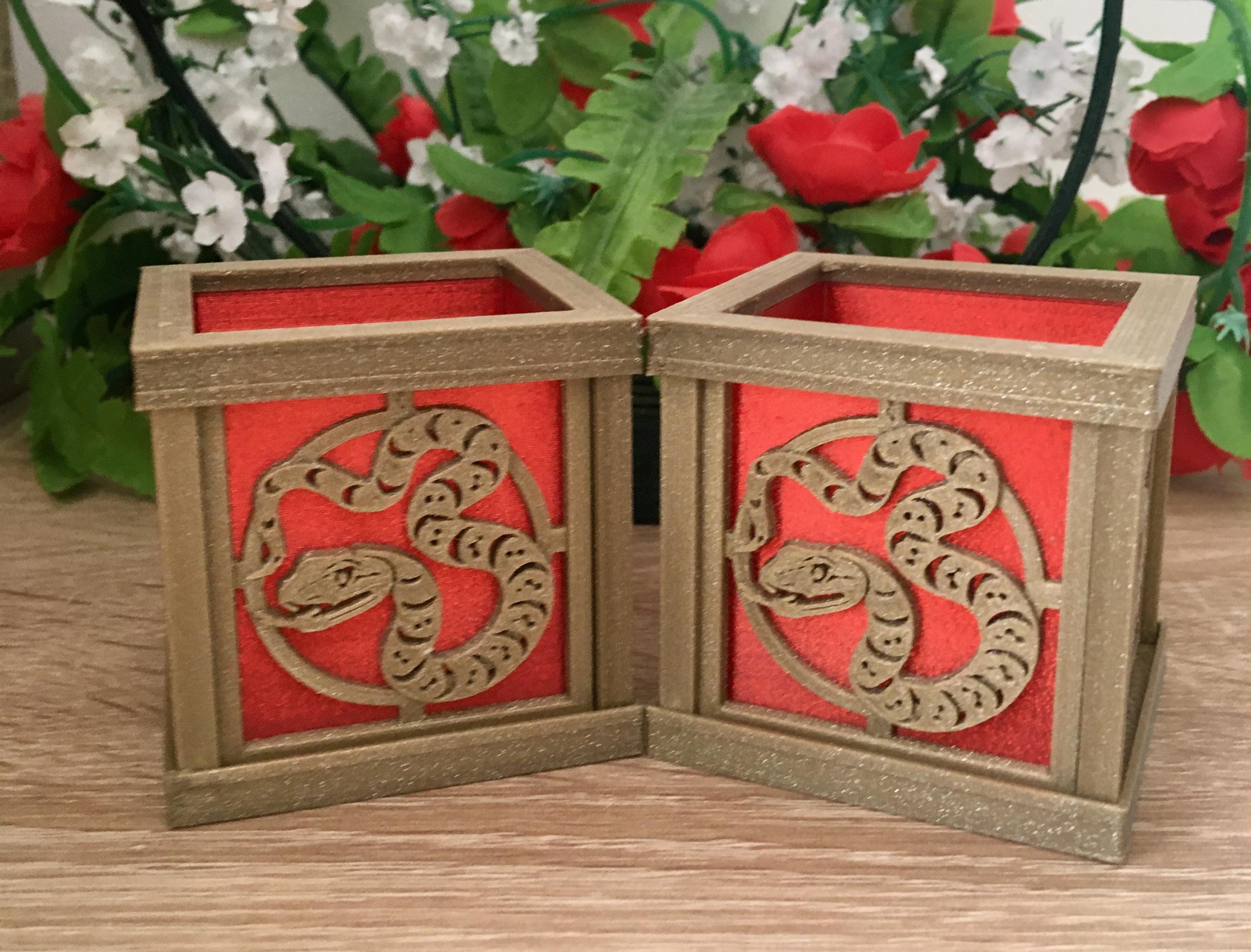 Chinese New Year - Zodiac - Snake Pagoda Style Mini Tealight Lanterns ...