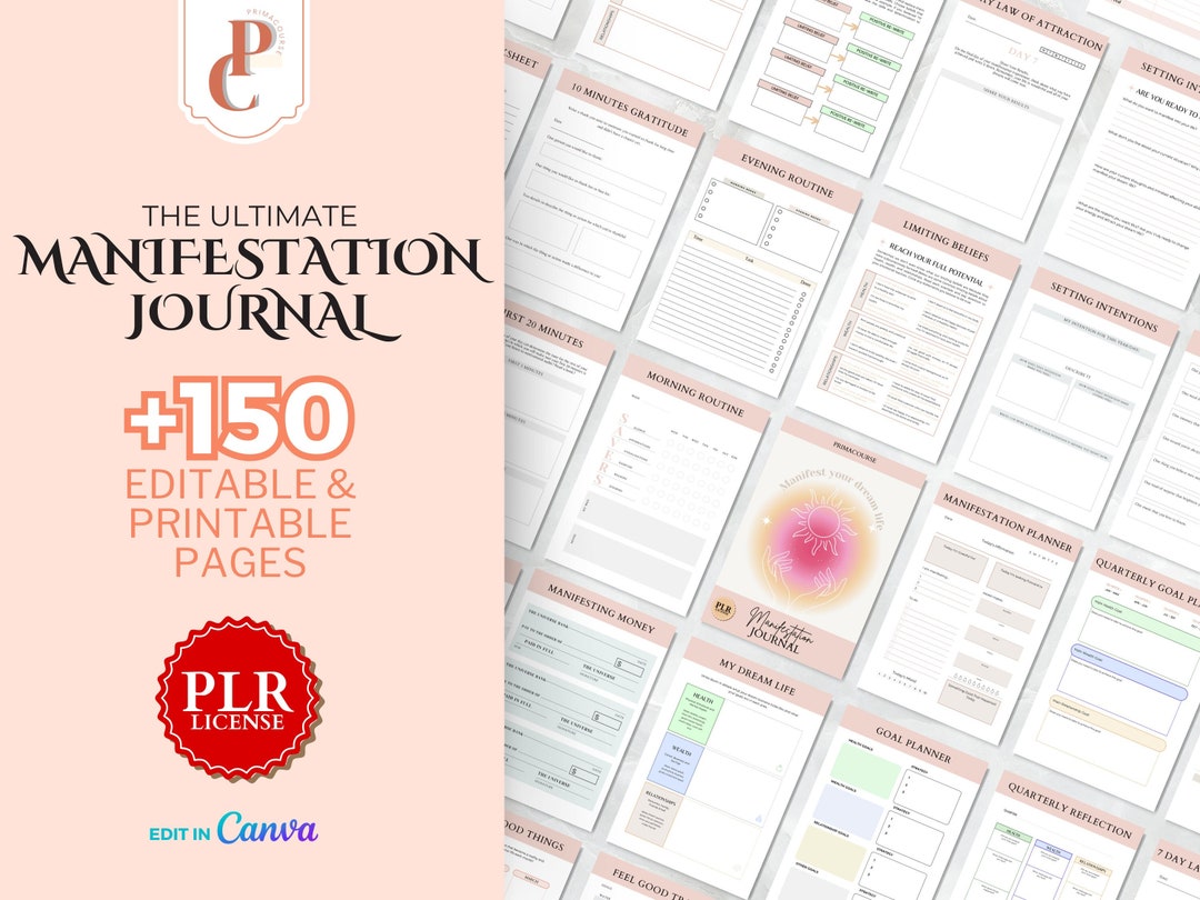Manifest Journal Manifestation Planner PLR Templates - Etsy