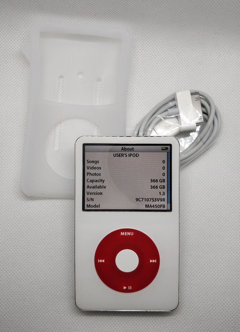 Apple Ipod Classic - 5th Gen, White+red (3000mah Battery, Customised ...