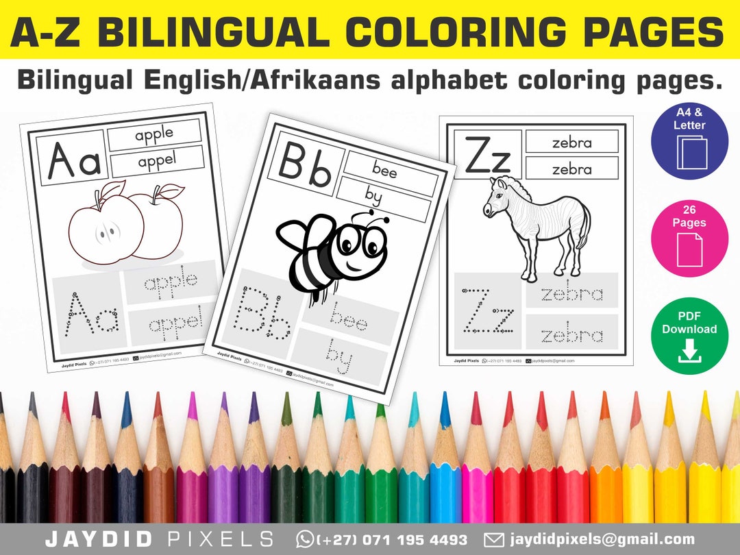 Páginas para colorear imprimibles bilingües en - Etsy España