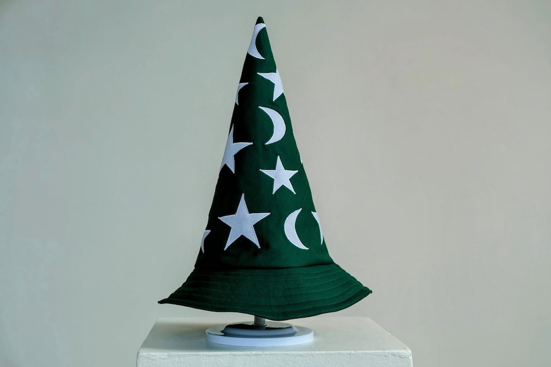 Green Wizard Hat With White Stars - Etsy