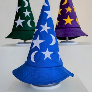 Blue Wizard Hat With Stars and Moons - Etsy