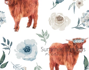 Highland Cow Floral Seamless Pattern, Boho Floral Pattern, Free ...