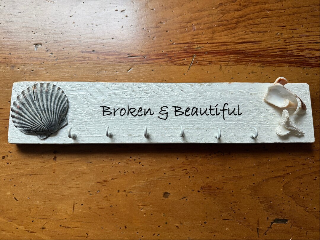 Jewelry Hanger Wall Mounted Sea Shells Beach Quote Ocean Necklaces ...