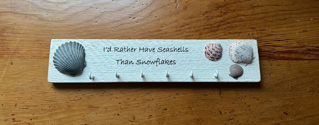 Jewelry Hanger Wall Mounted Sea Shells Beach Quote Ocean Necklaces ...