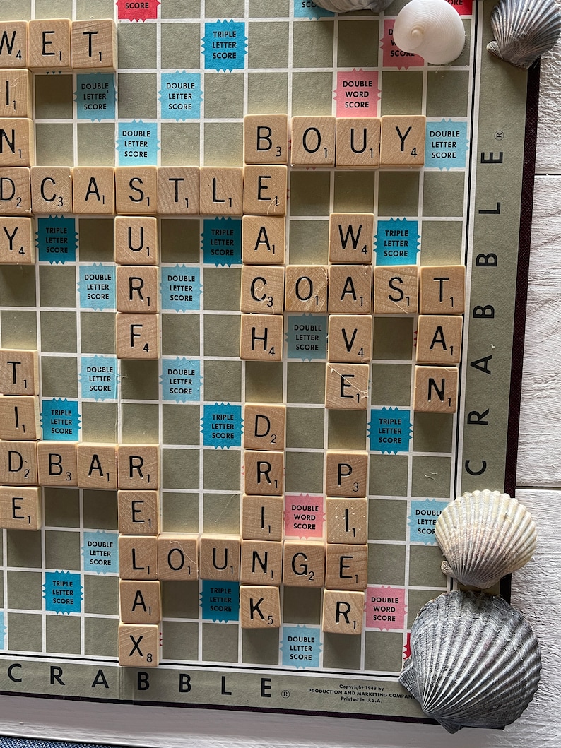 VINTAGE Scrabble Beach House Wall Art Themed Decor Gameroom Board Game ...