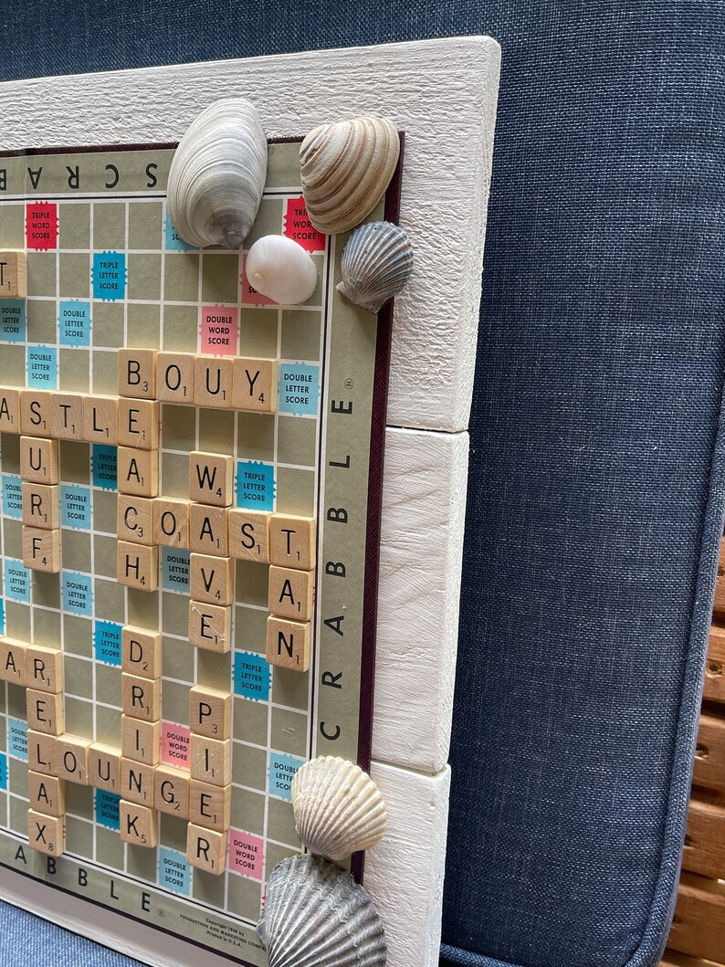 VINTAGE Scrabble Beach House Wall Art Themed Decor Gameroom Board Game ...