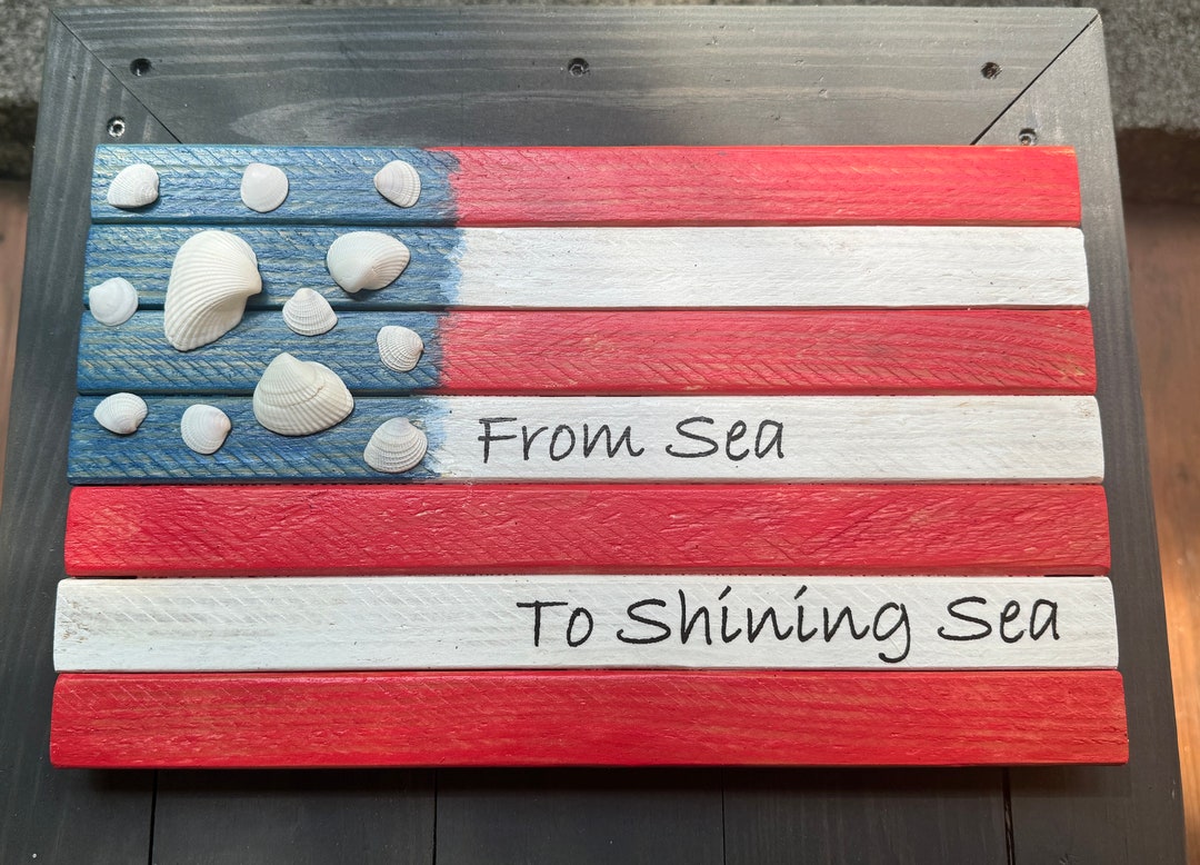 American Flag Beach Decor From Sea to Shining Sea Seashells Patriotic ...