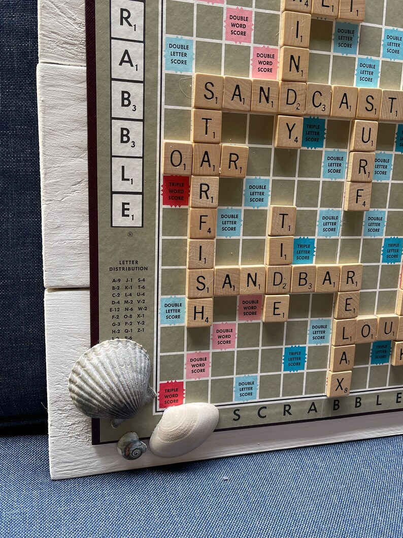 VINTAGE Scrabble Beach House Wall Art Themed Decor Gameroom Board Game ...