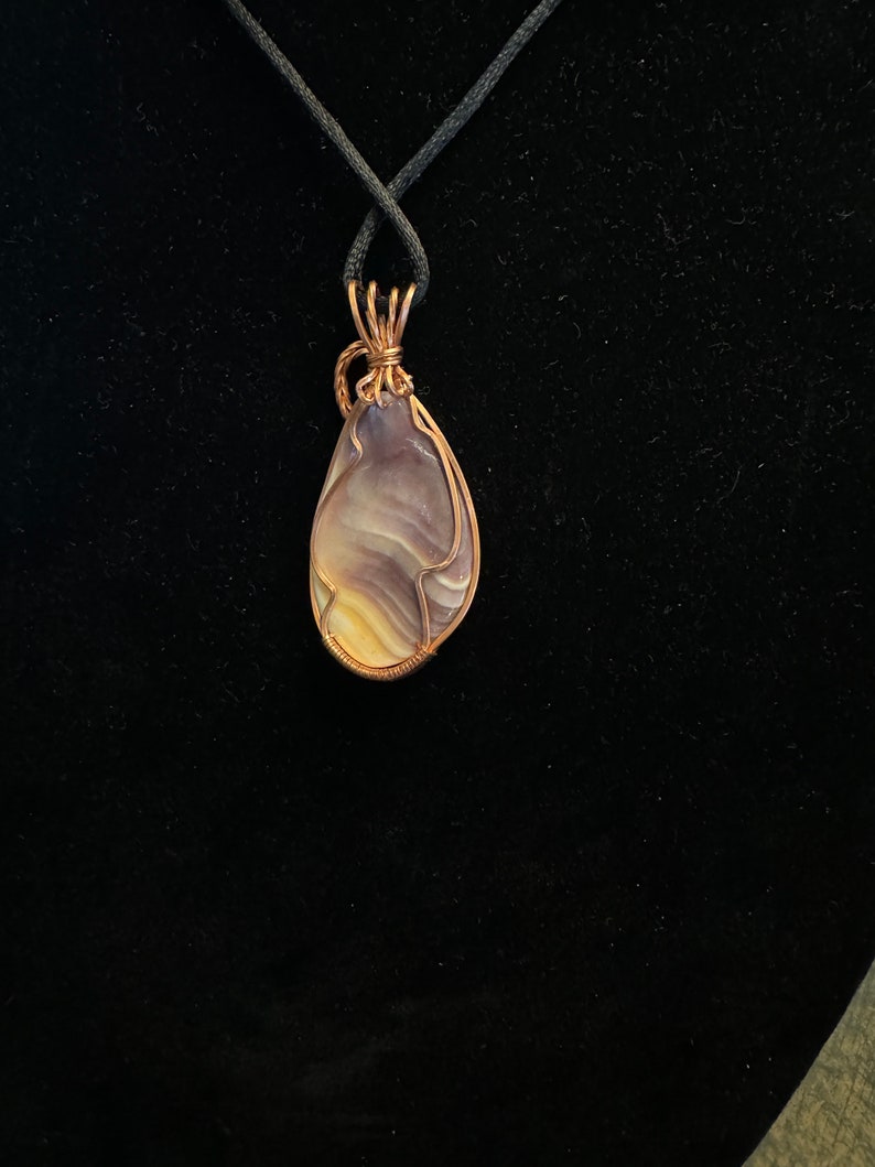 Wire Wrapped Sea Shell Pendant Unique Necklace Wampum Purple Quahog ...
