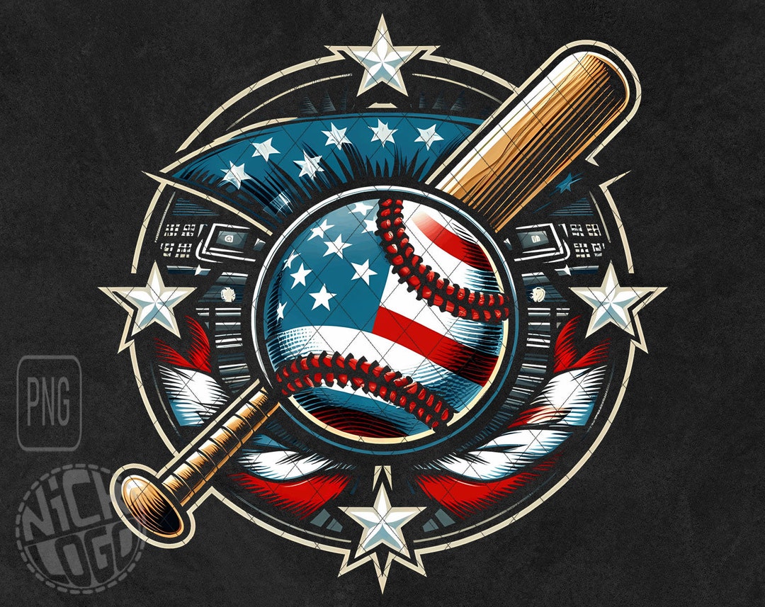 Baseball Ball American Flag Bat Batter Hitter Slugger Pitcher Catcher ...