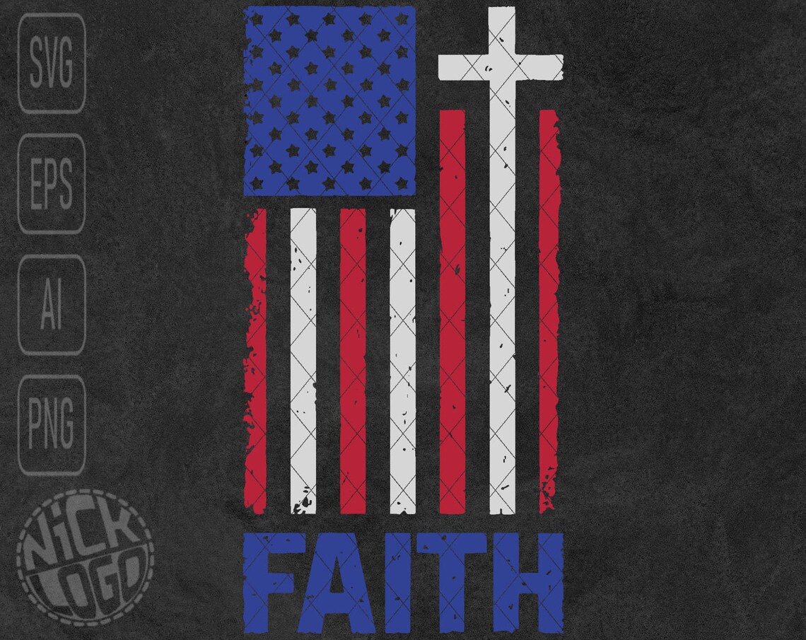 Faith Flag Jesus Cross American Christian Stars SVG PNG - Etsy