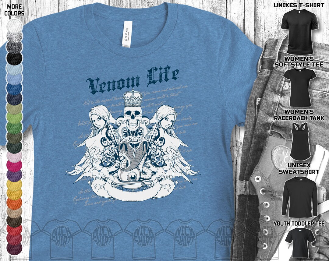 Venom Life Calavera Corona Serpiente Cobra Ojo Chicas Fantasía Diseño ...
