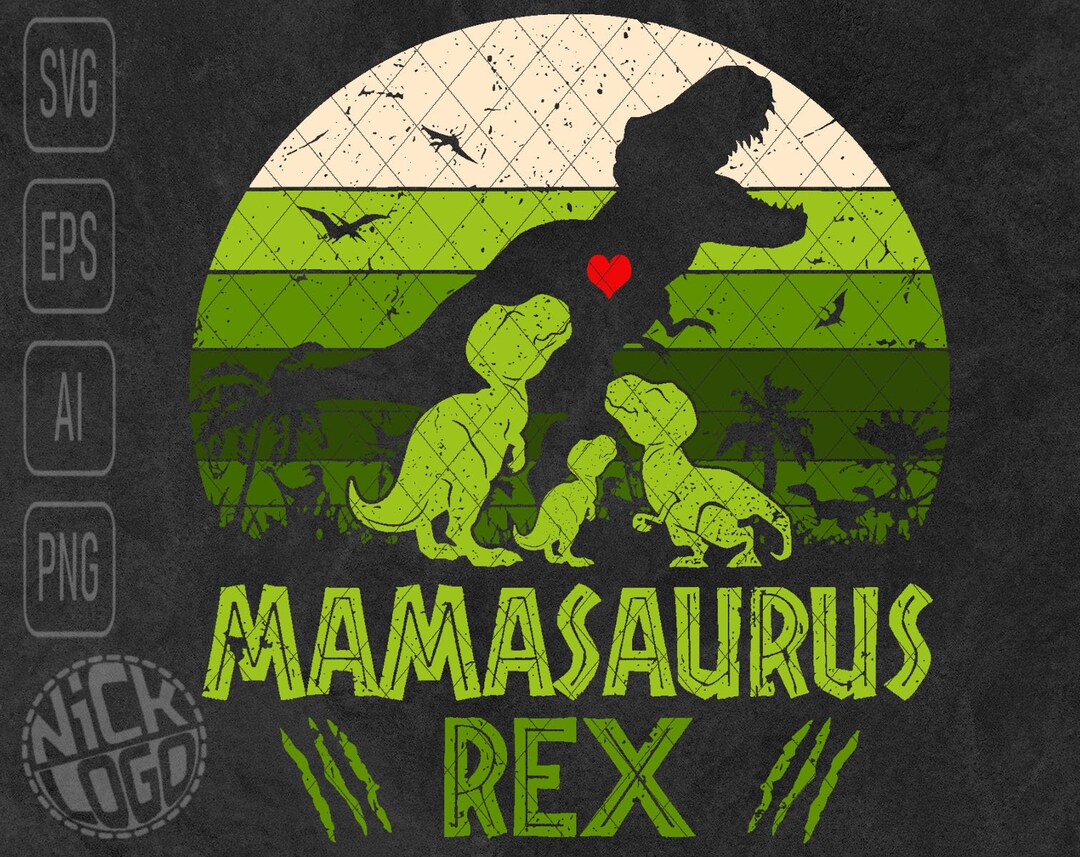 Mamasaurus Rex 3 Babies Trex Dinosaurus Papa Mama Dad Daddy Father's ...