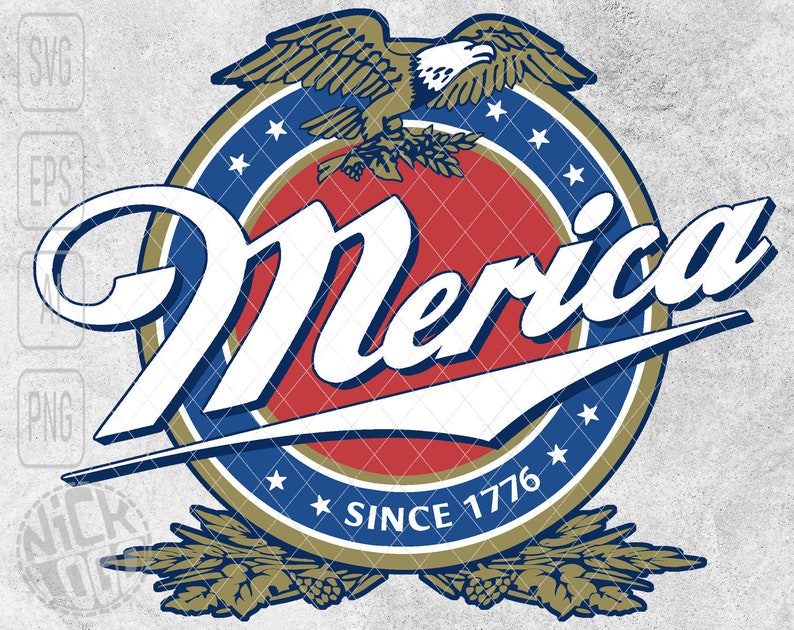 Merica Since 1776 Independence Day July 4th American Flag Eagle Beer ...