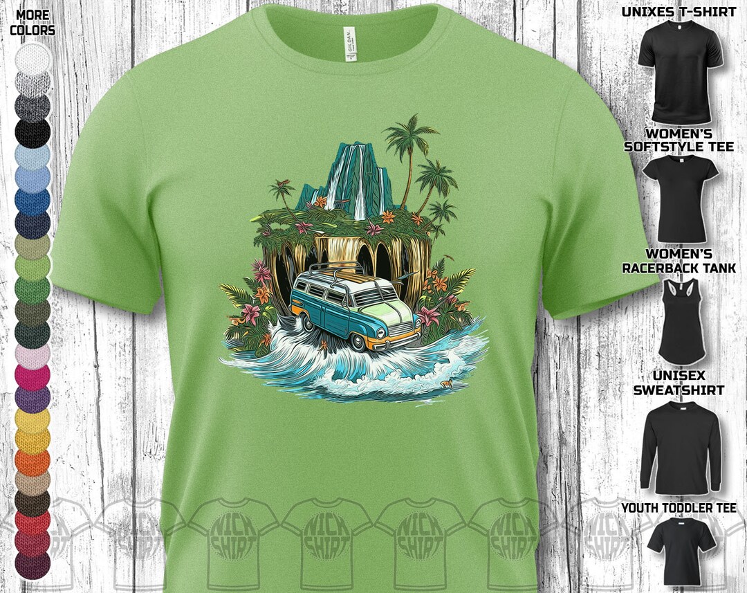 Surf Caravan Wave Beach Verano Mar Océano Hawaii Vacaciones Palmera ...