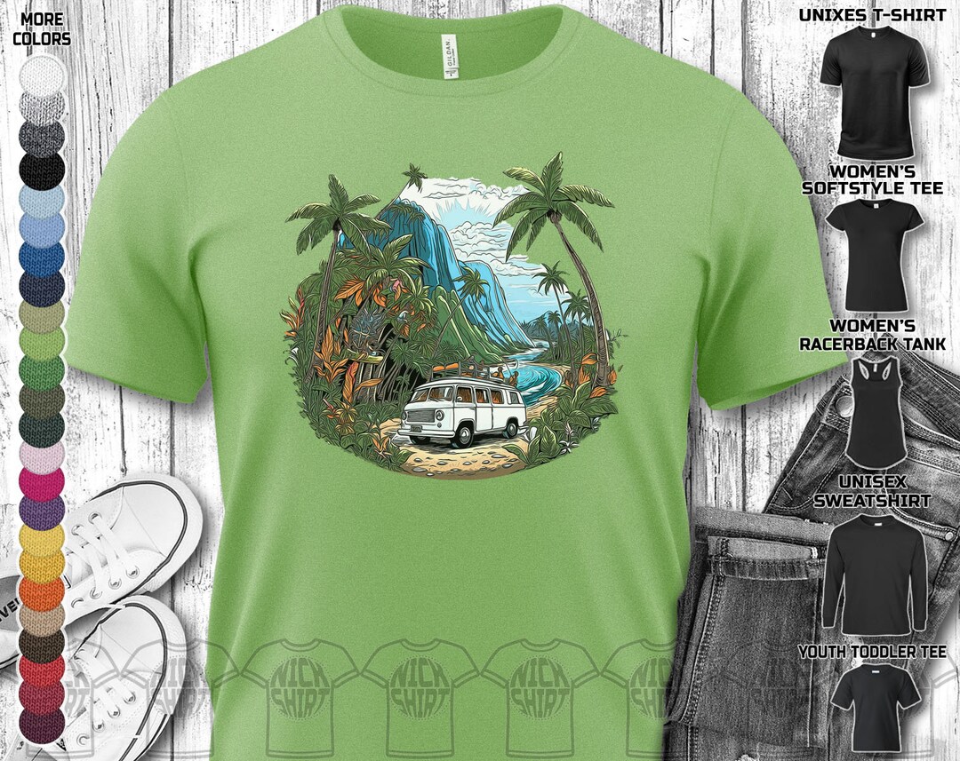 Surf Caravan Wave Beach Summer Sea Ocean Hawaii Vacation Palm - Etsy