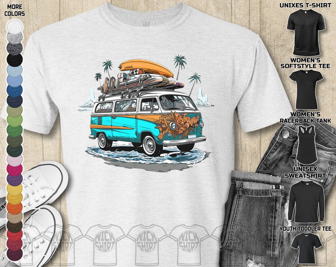 Surf Caravan Wave Beach Summer Sea Ocean Hawaii Vacation Palm - Etsy