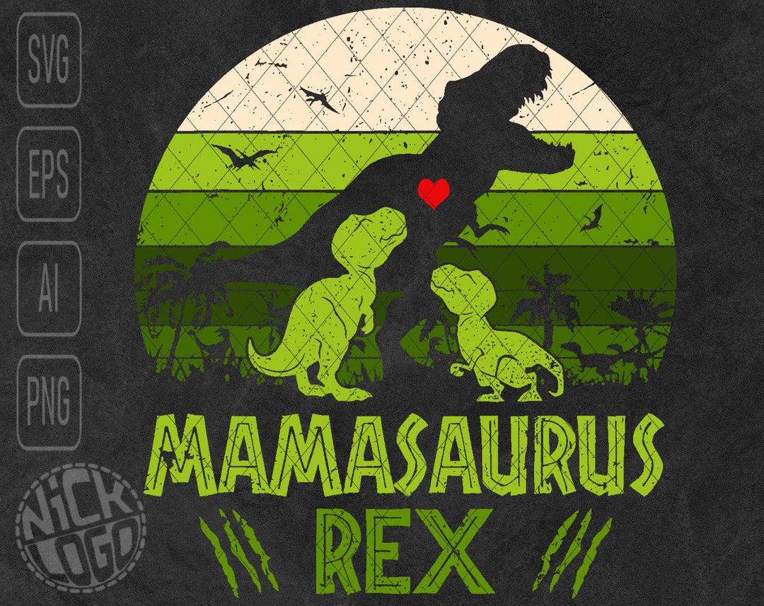 Mamasaurus Rex 2 Babies Trex Dinosaurus Papa Mama Dad Daddy Father's ...