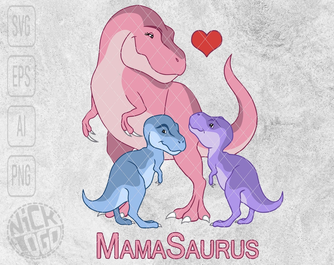Mamasaurus Rex 2 Babies Trex Dinosaurus Papa Mama Dad Daddy Father's ...
