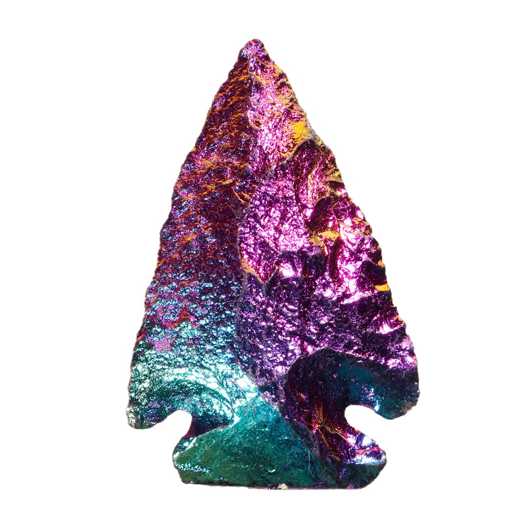 High on Demand 100% Natural Titanium Aura Obsidian Arrowhead Fancy ...