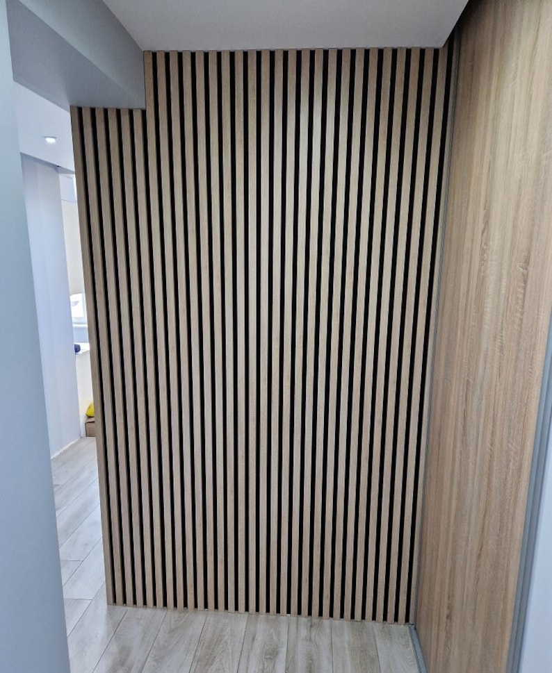 Fluted Panels for Wall and Ceiling - Acoustic Laths on Felt, Oak Colors ...