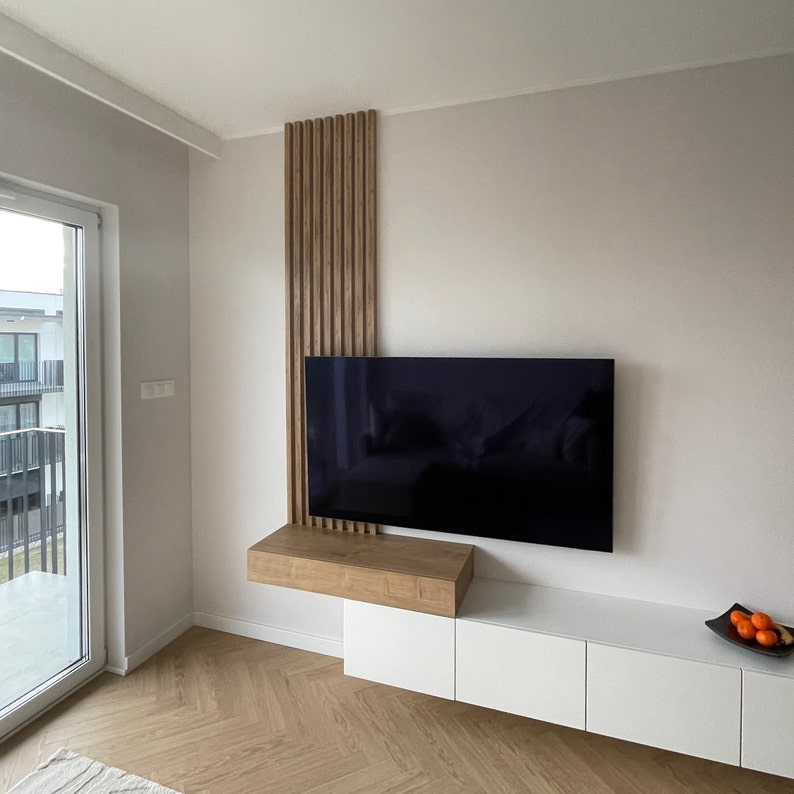 Fluted Acoustic Panels for Wall - Laths on Beige Felt, Wood Colors ...