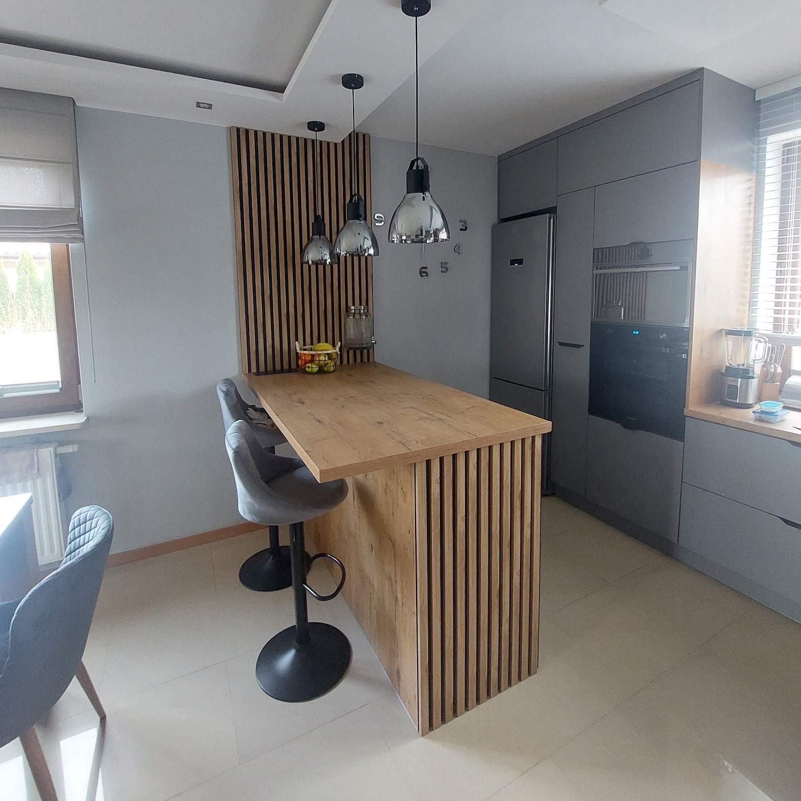 Fluted Panels for Wall and Ceiling - Acoustic Laths on Felt, Oak Colors ...