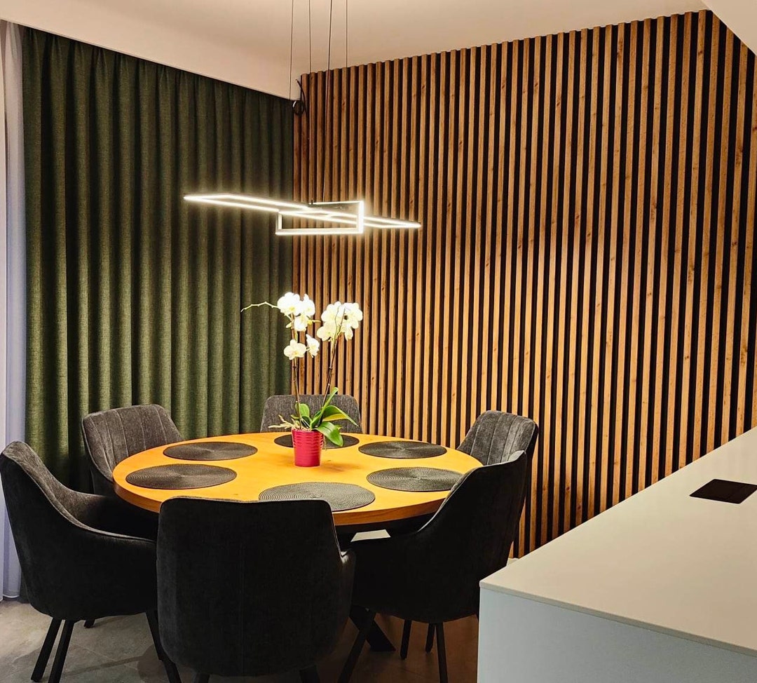 Fluted Panels for Wall and Ceiling - Acoustic Laths on Felt, Oak Colors ...
